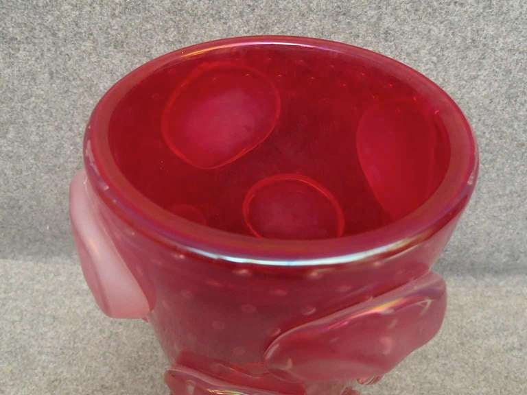Pair of Ruby Red Vases of Murano at 1stDibs