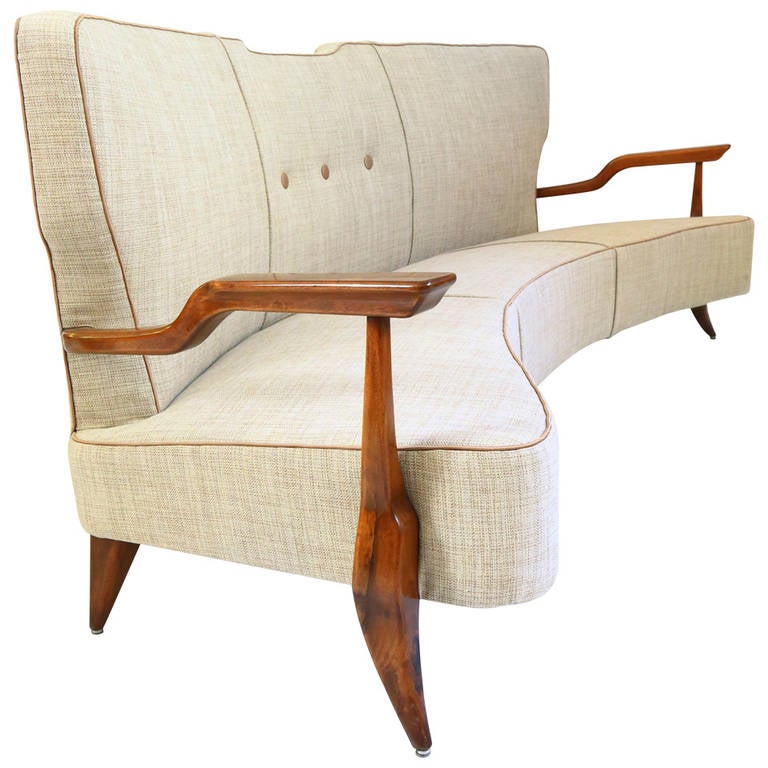 Exceptional Italian 1940s Curved Solid Walnut Sofa by Arch.Maurizio Tempestini at 1stDibs