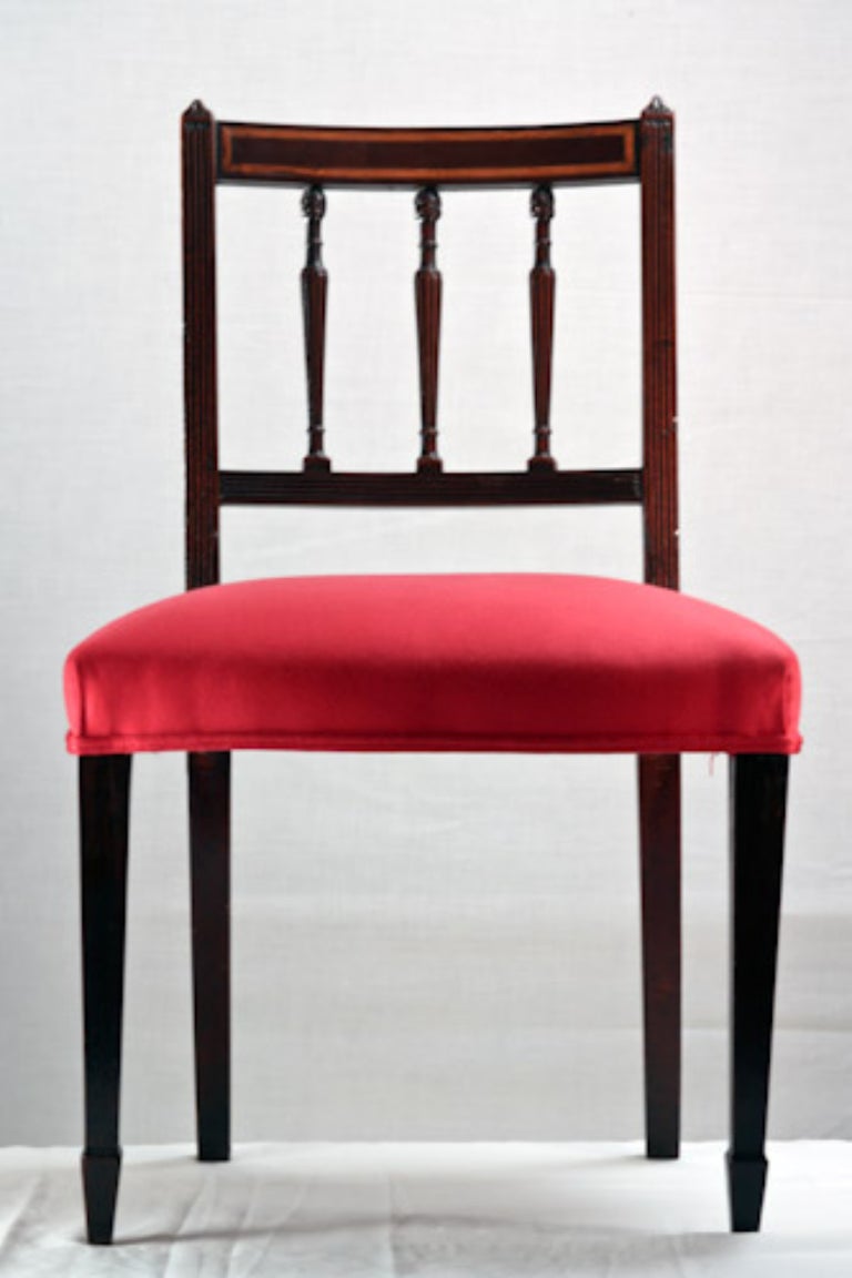 Set of 8 late 19th c. Sheraton style mahogany chairs For Sale at 1stDibs