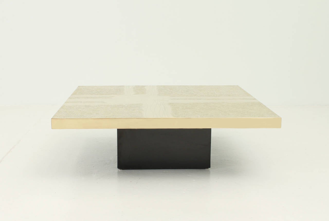 George Mathias Etched Brass Coffee Table For Sale at 1stDibs