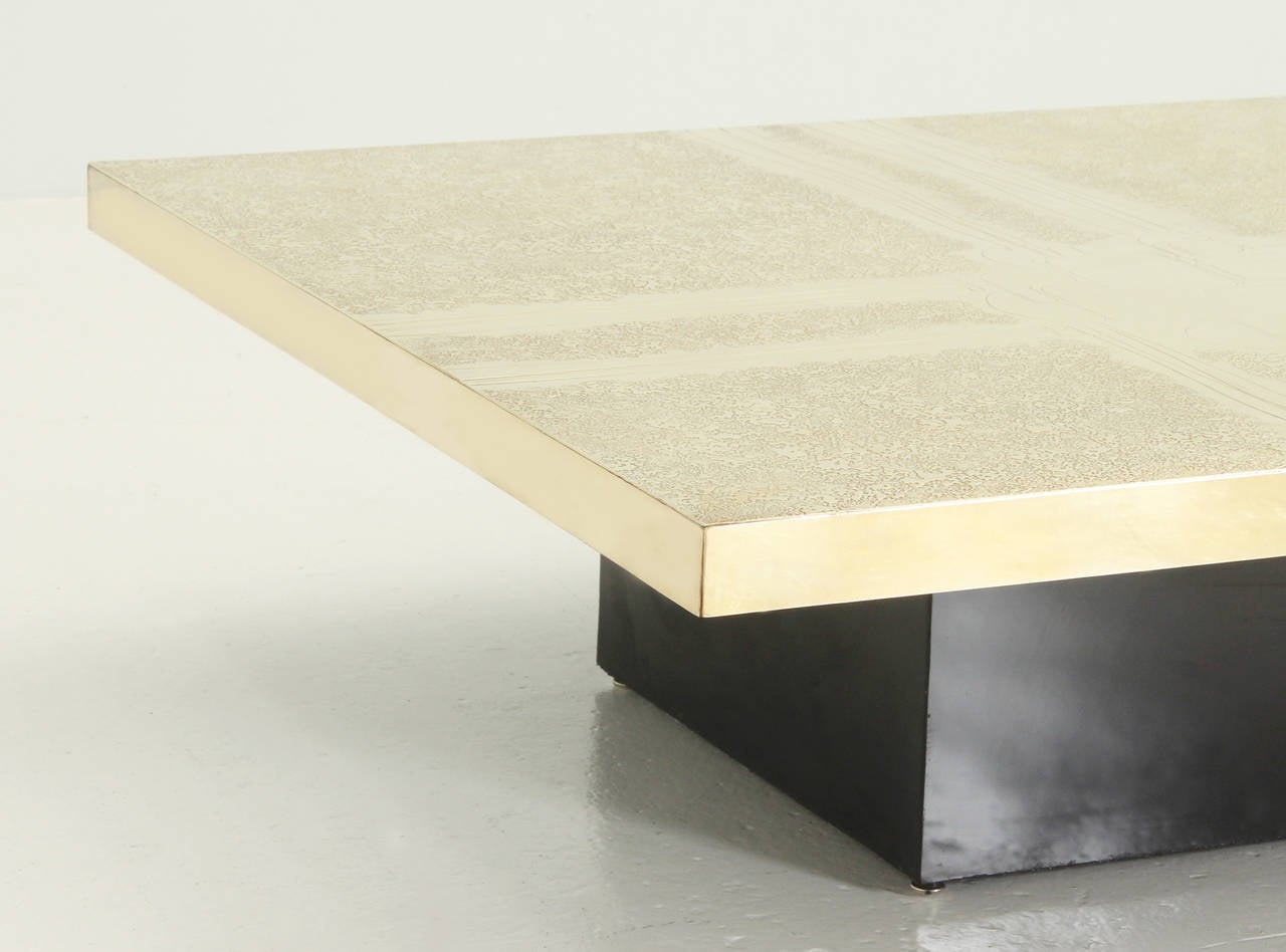 George Mathias Etched Brass Coffee Table For Sale at 1stDibs