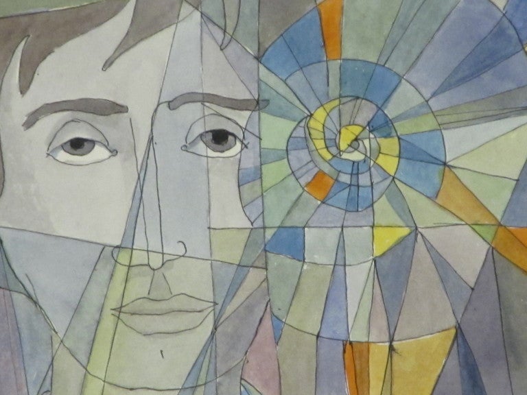 Signed Kenneth Koskela Watercolor Pen/Ink For Sale at 1stdibs