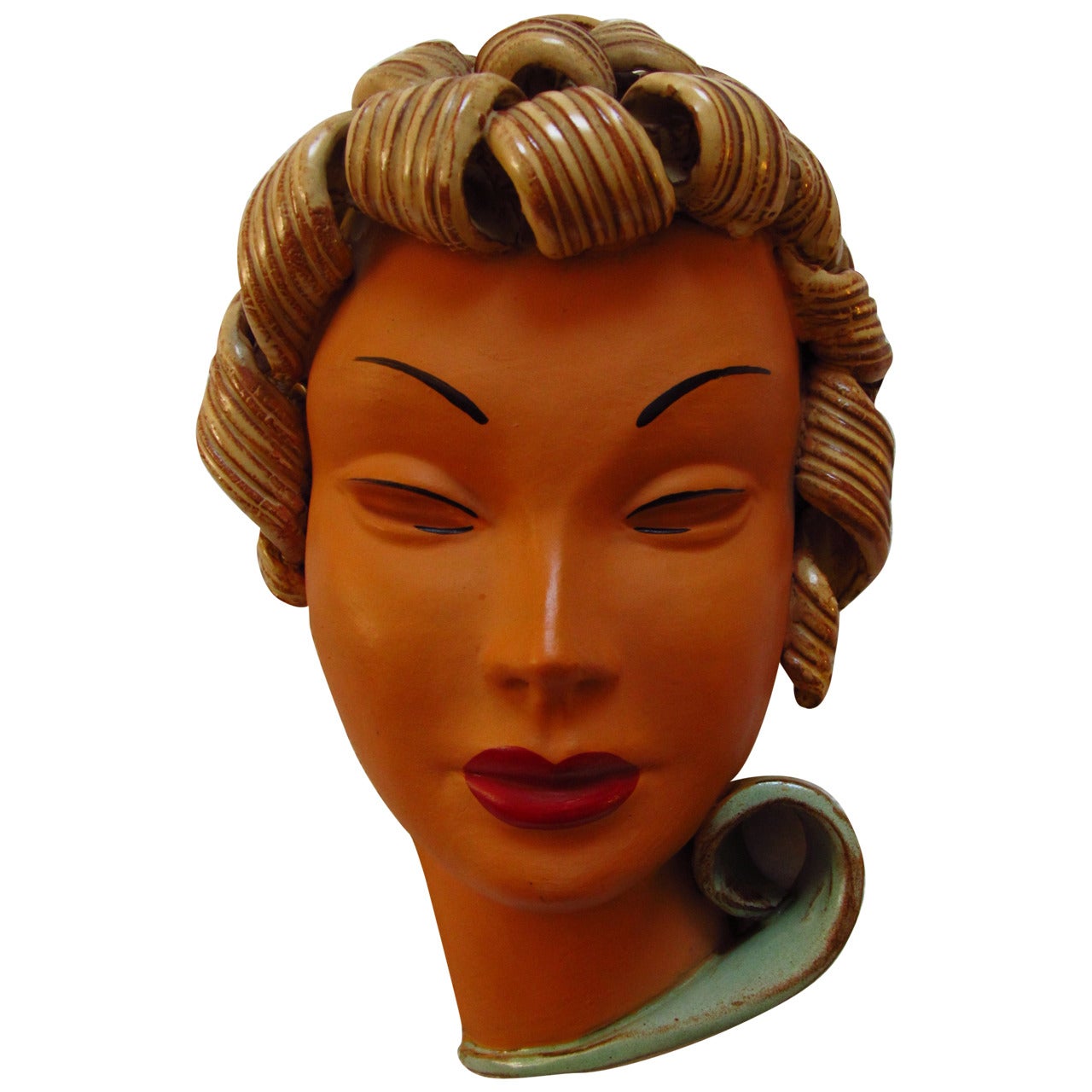 Austrian Art Deco Wall Mask in the Manner of Goldschieder at 1stDibs