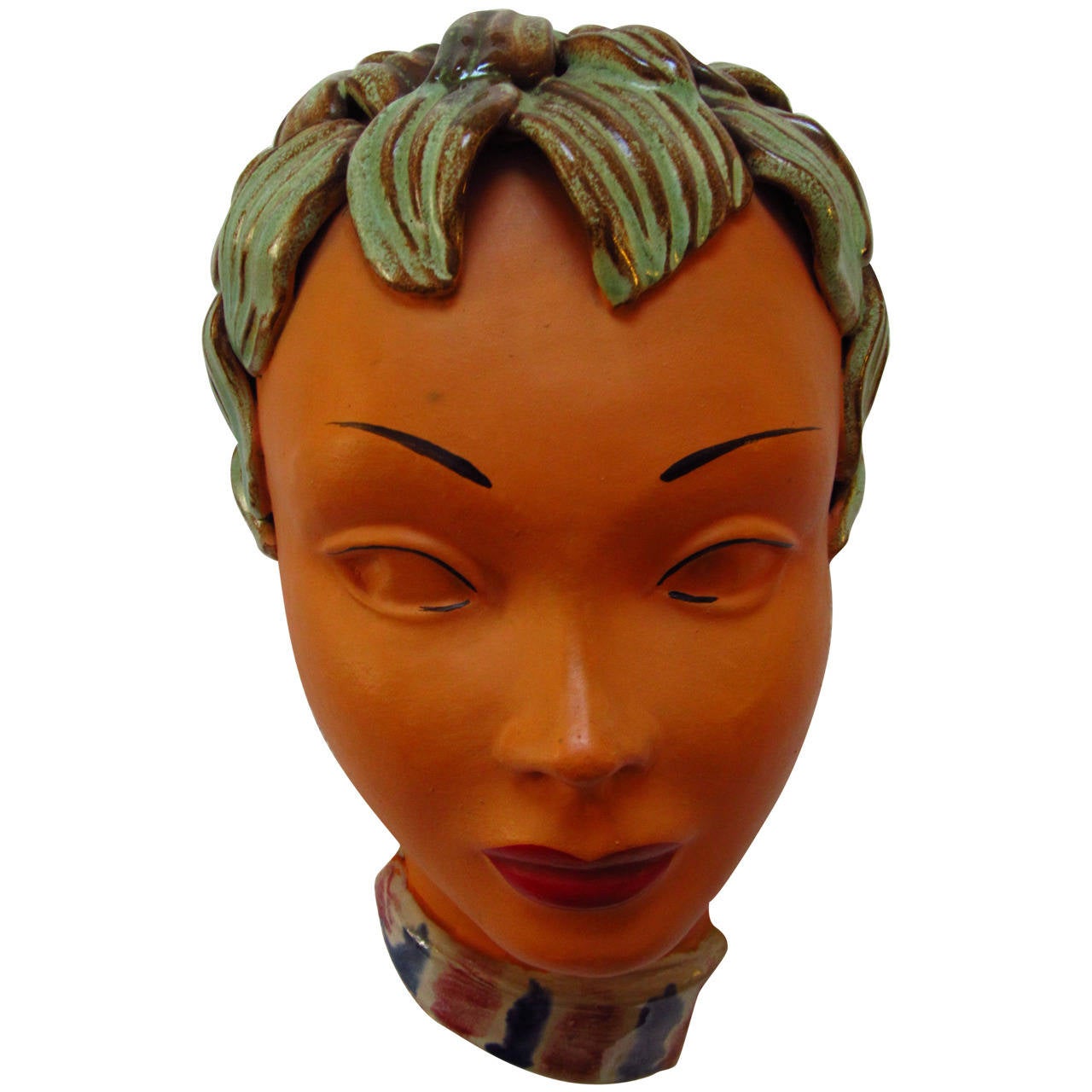 Ausrian Art Deco Wall Mask in the Manner of Goldscheider at 1stDibs