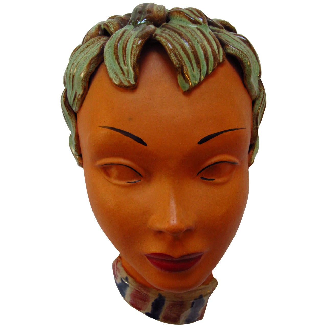 Ausrian Art Deco Wall Mask in the Manner of Goldscheider at 1stDibs