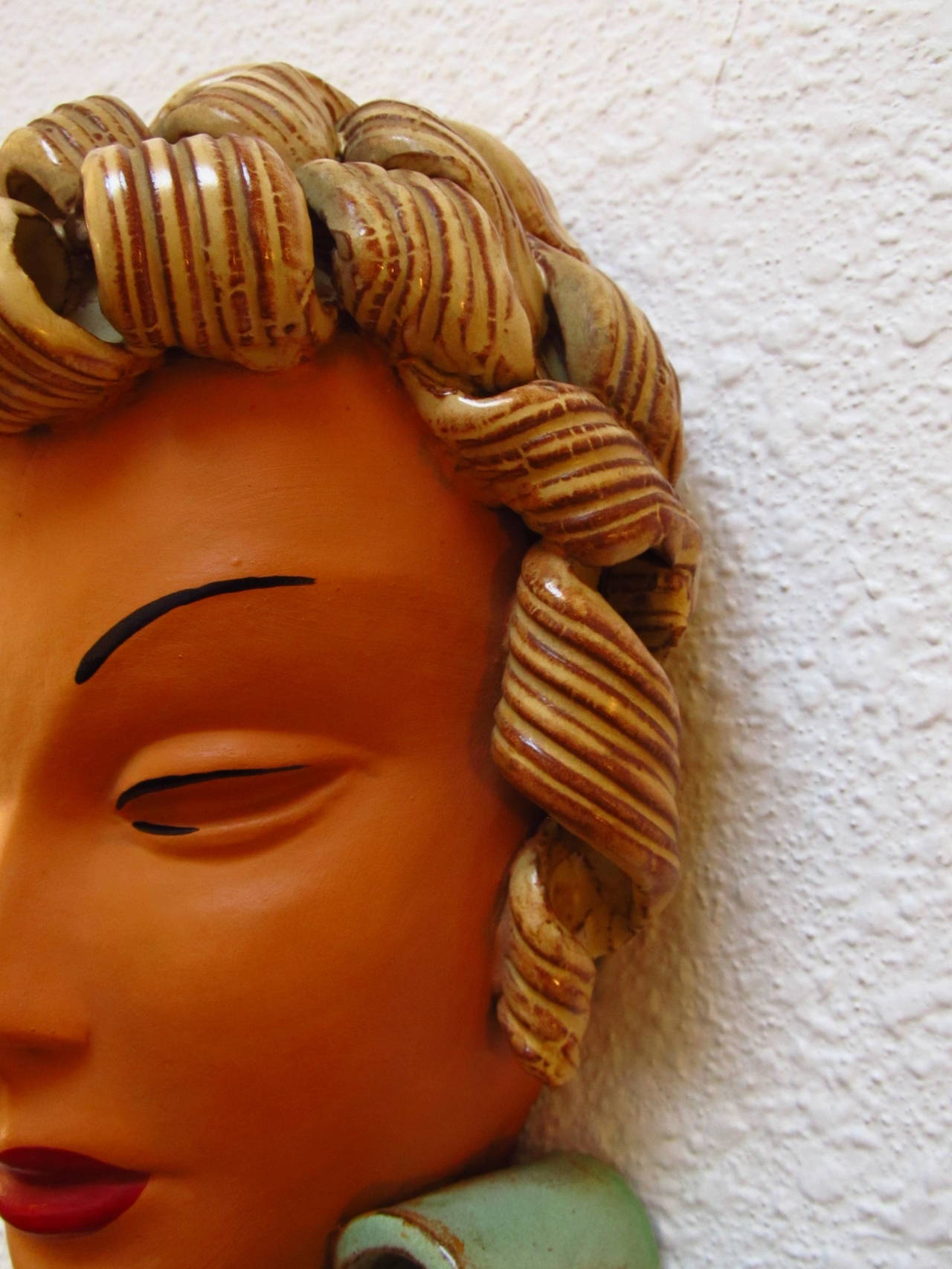 Austrian Art Deco Wall Mask in the Manner of Goldschieder at 1stDibs