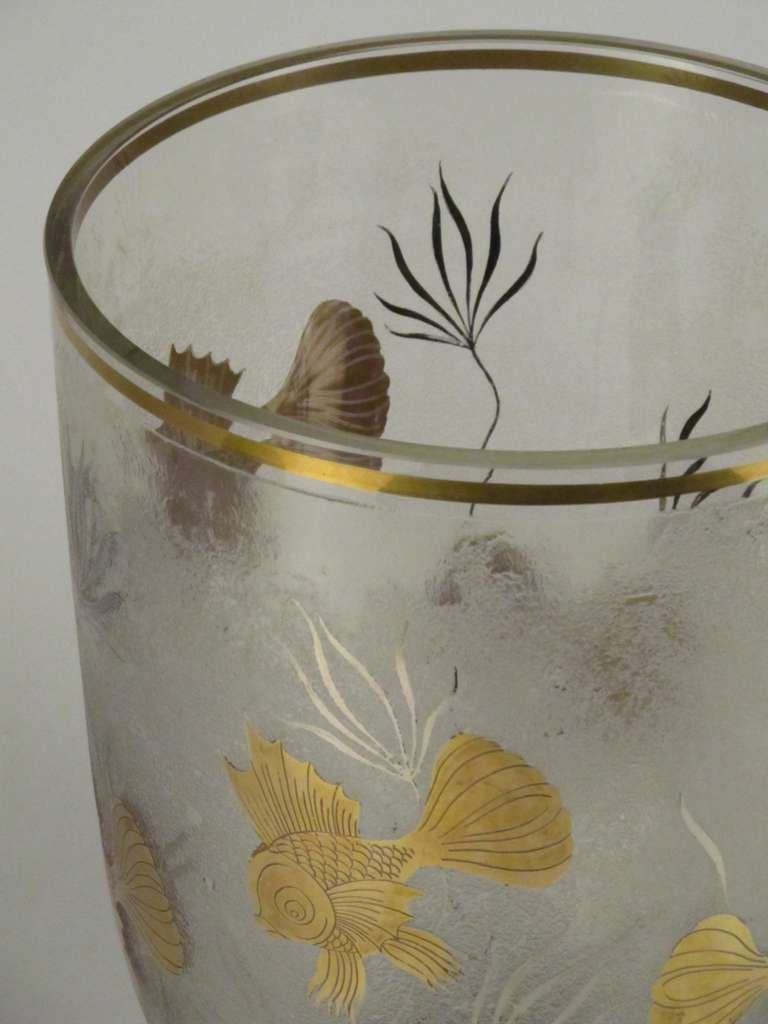 Art Deco Glass Underwater Goldfish Vase For Sale at 1stDibs