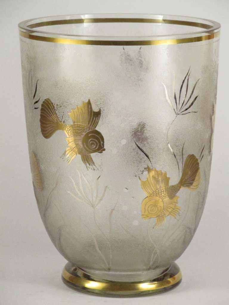 Art Deco Glass Underwater Goldfish Vase For Sale at 1stDibs