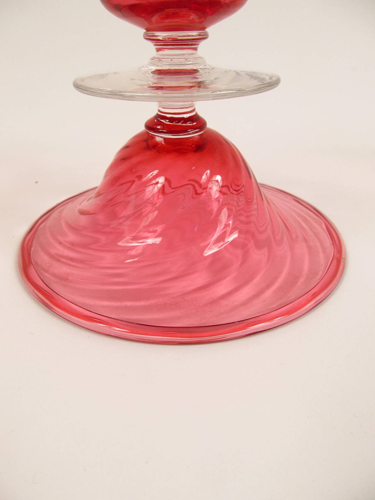 Pair of Steuben Cranberry Glass Candlesticks For Sale at 1stDibs ...