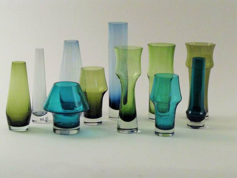 Collection of 11 Scandinavian Glass Vases at 1stDibs