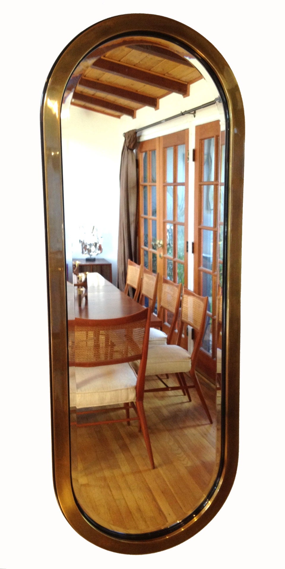 Large Brass Oval Shaped Wall Mirror at 1stDibs