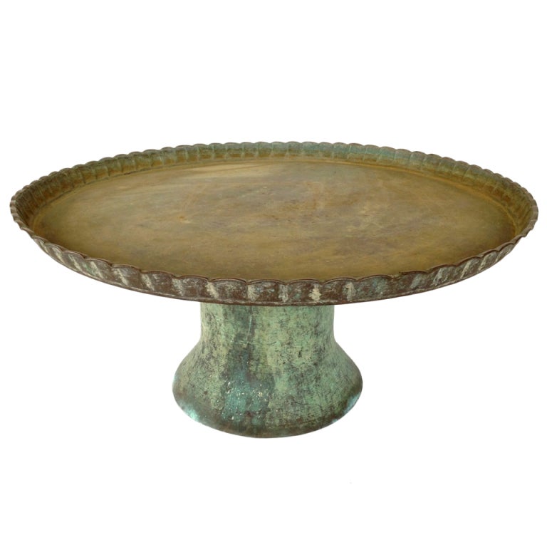 Vintage Middle Eastern Copper Tray Table with a Desirable Patina at 1stDibs