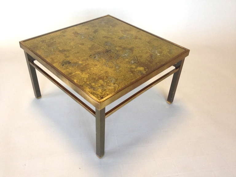 Pair of Brass and Gold Foil Tables in the Manner of Phillip and Kelvin ...