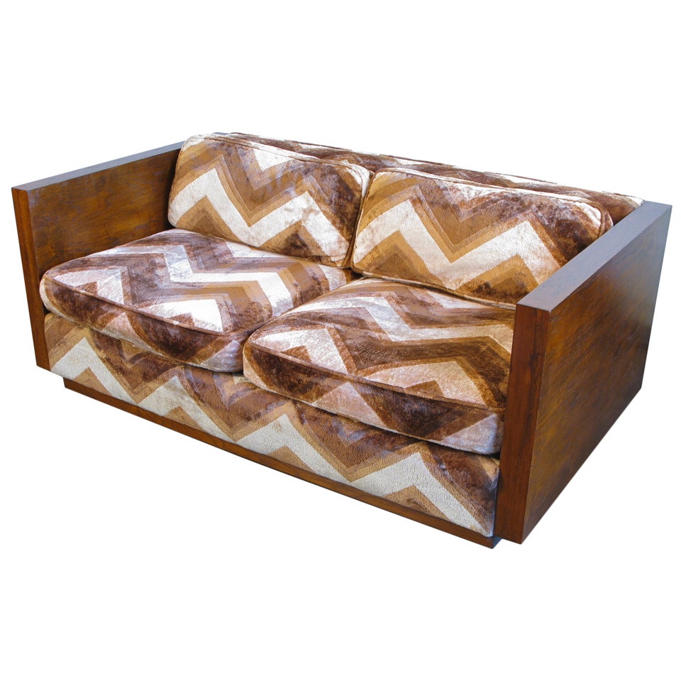 Chevron Velvet Love Seat in the Style of Milo Baughman at 1stDibs ...