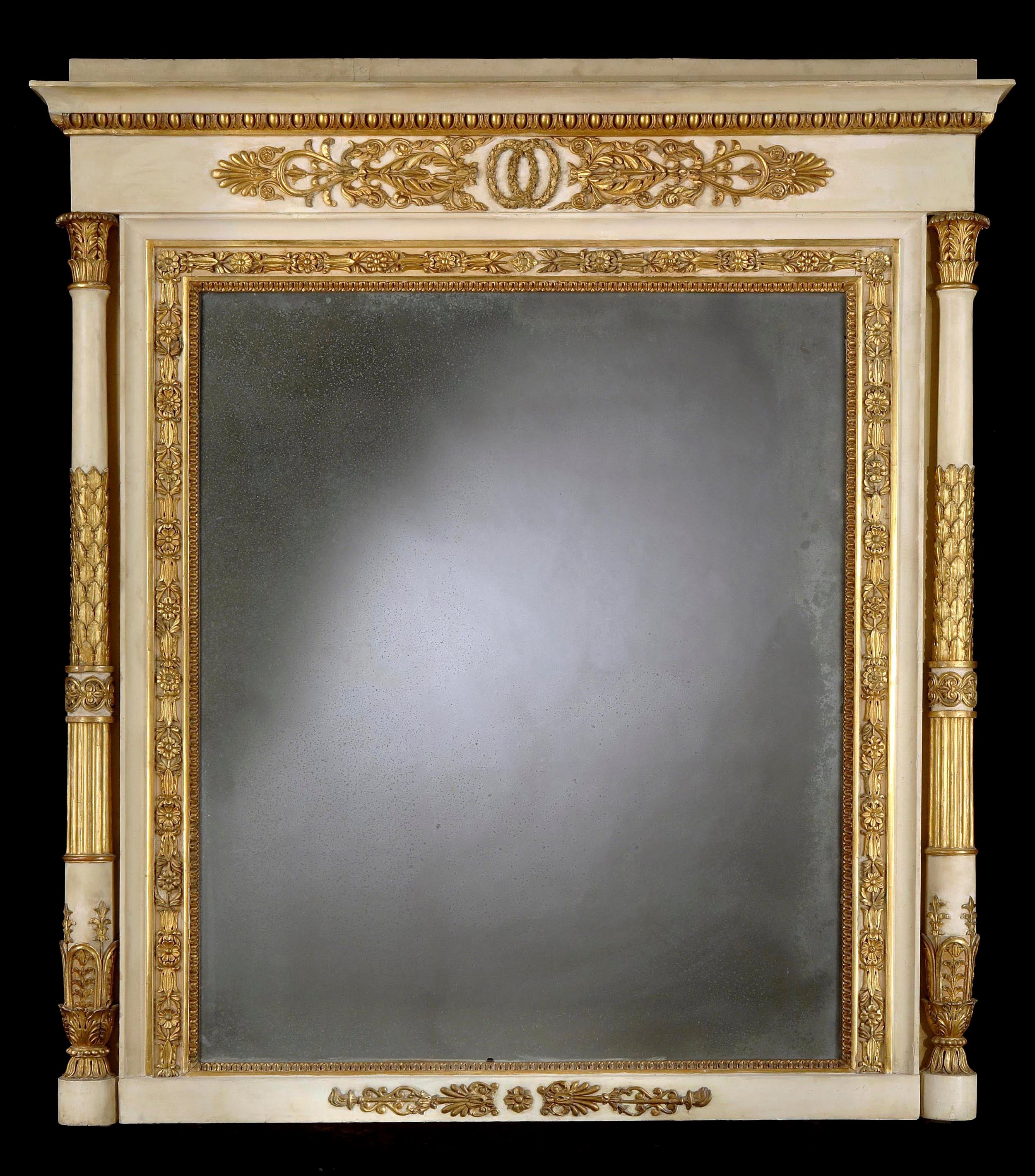 Neoclassical Italian White Painted and Giltwood Mirror For Sale at 1stDibs