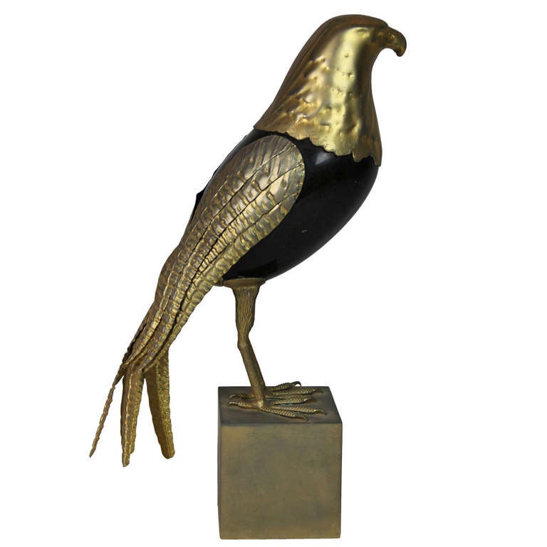Brass and glass falcon at 1stDibs