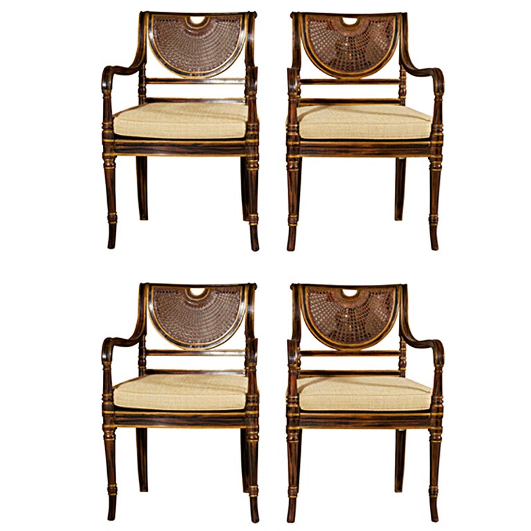Four English Regency Style Arm Chairs at 1stDibs