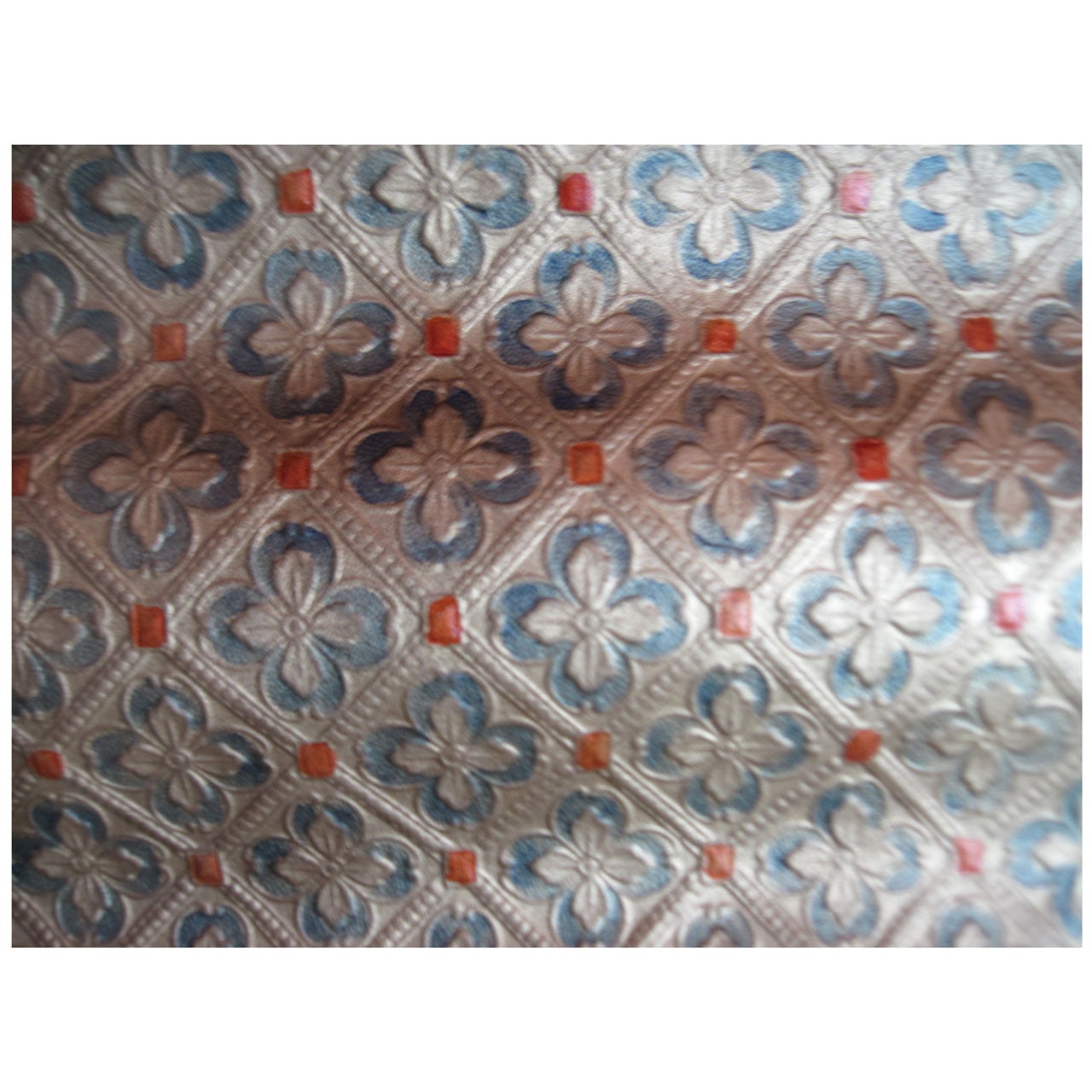 Antique Embossed Gilt and Painted Leather For Sale at 1stDibs