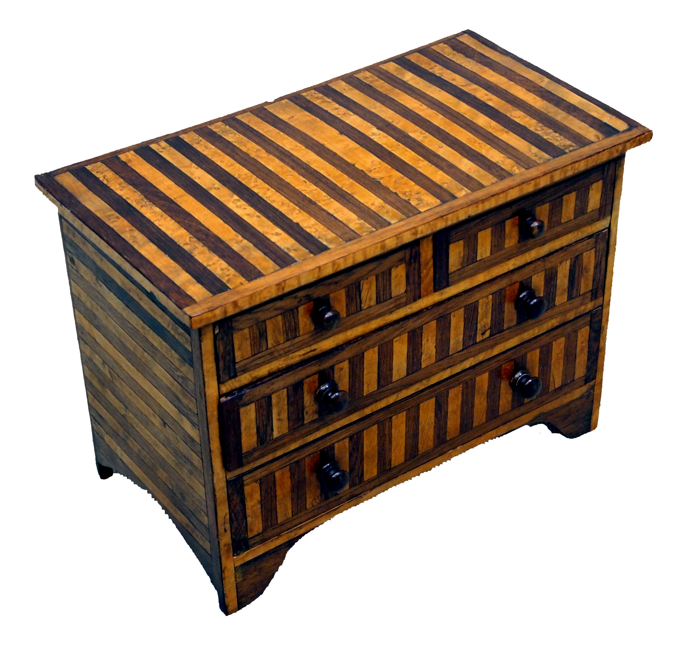 Antique Victorian Rosewood and Birdseye Maple Miniature Chest at 1stDibs