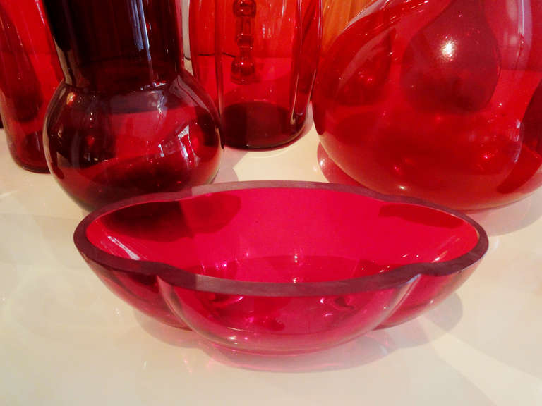 Collection of Red Colored-Glass Vases at 1stDibs