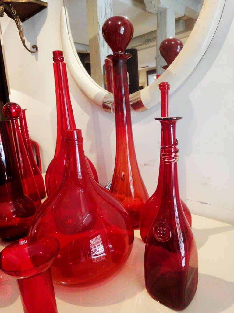 Collection of Red Colored-Glass Vases at 1stDibs