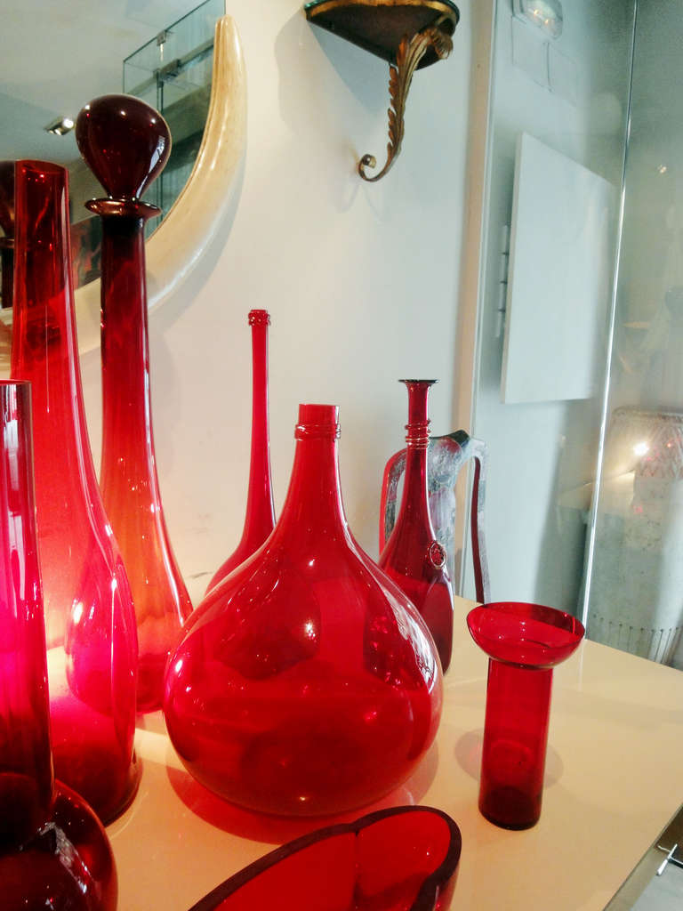 Collection of Red Colored-Glass Vases at 1stDibs