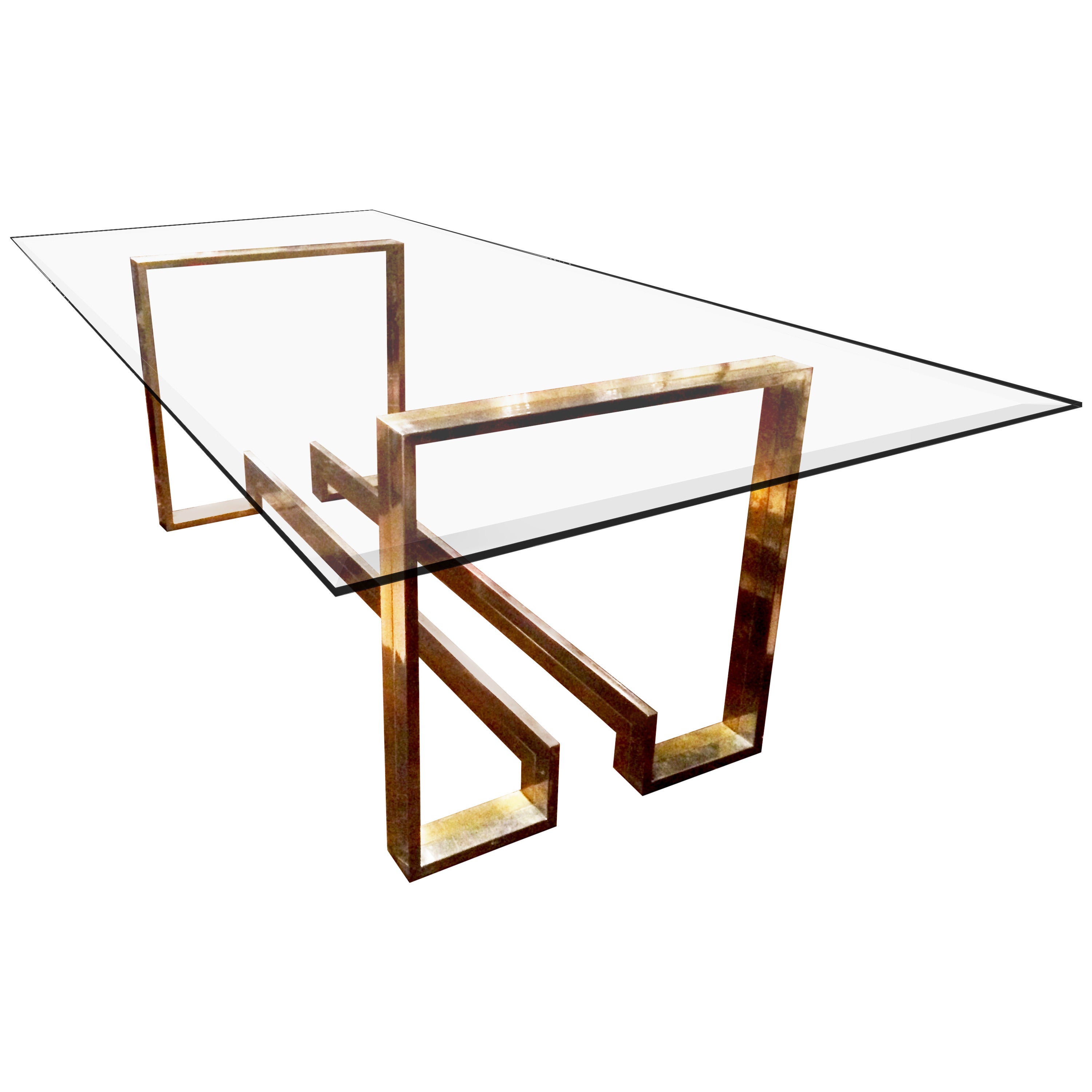 Metal and Glass Dining Table at 1stDibs