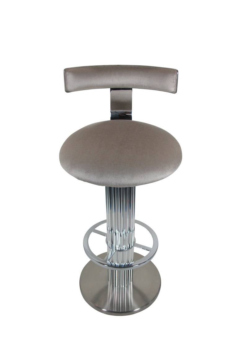 Pair of Reeded Column Swivel Bar Stools by Designs for Leisure at 1stDibs