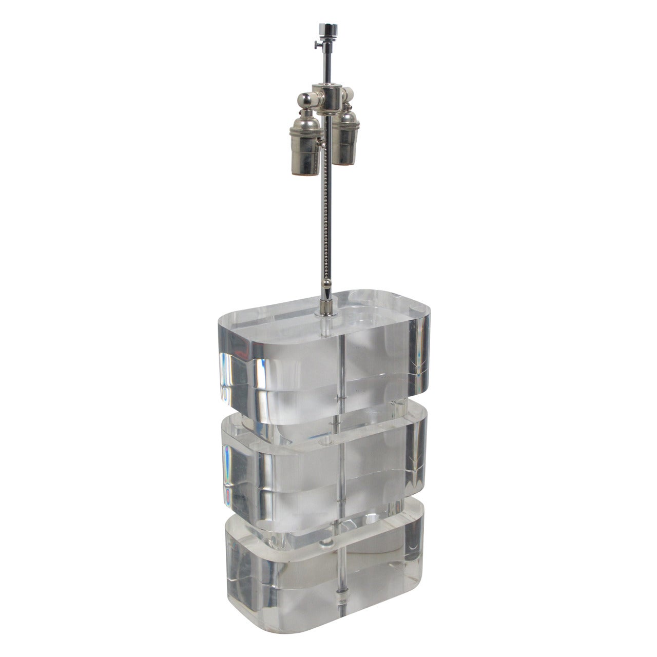 Signed Karl Springer Lucite Block Table Lamp at 1stDibs