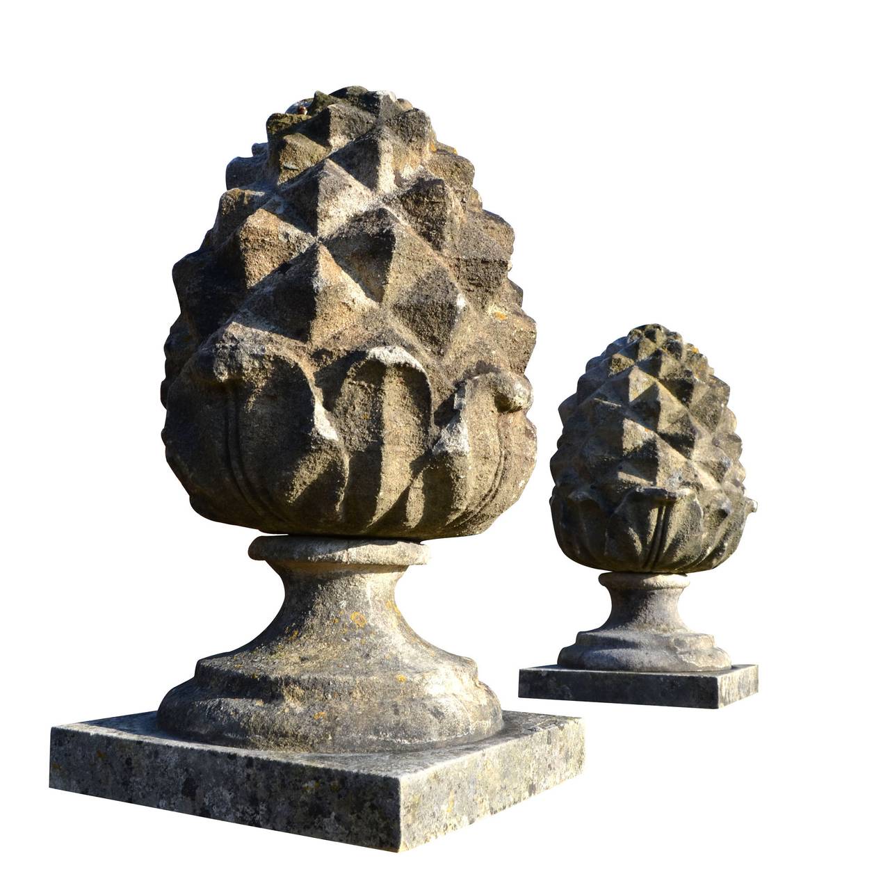 Pair of Carved Bath Stone Pineapple Finials at 1stDibs