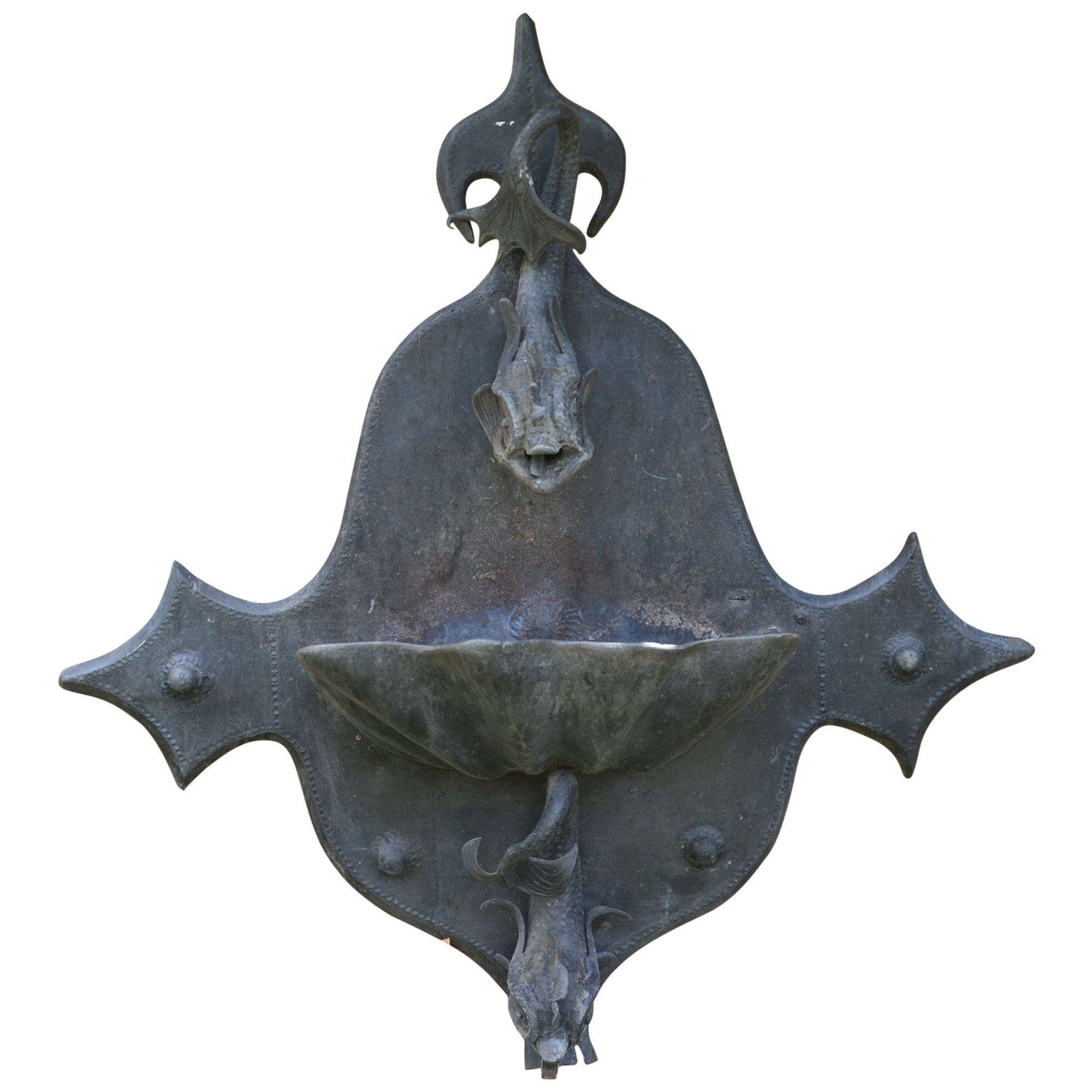 Arts and Crafts Style Lead Fountain Head For Sale at 1stDibs