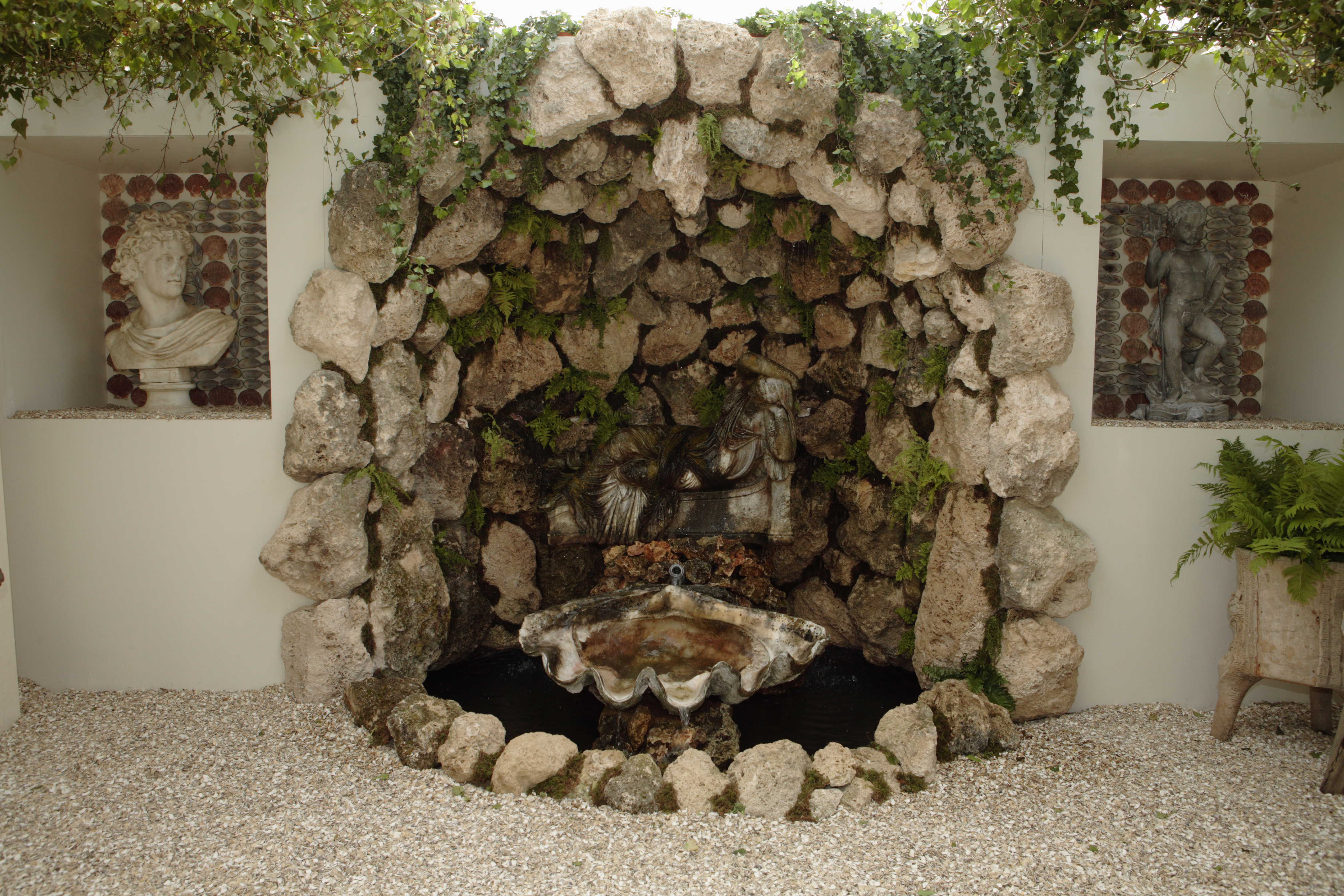 Tuffa Rock and Shell Grotto with a 19th Century Marble Ariadne ...