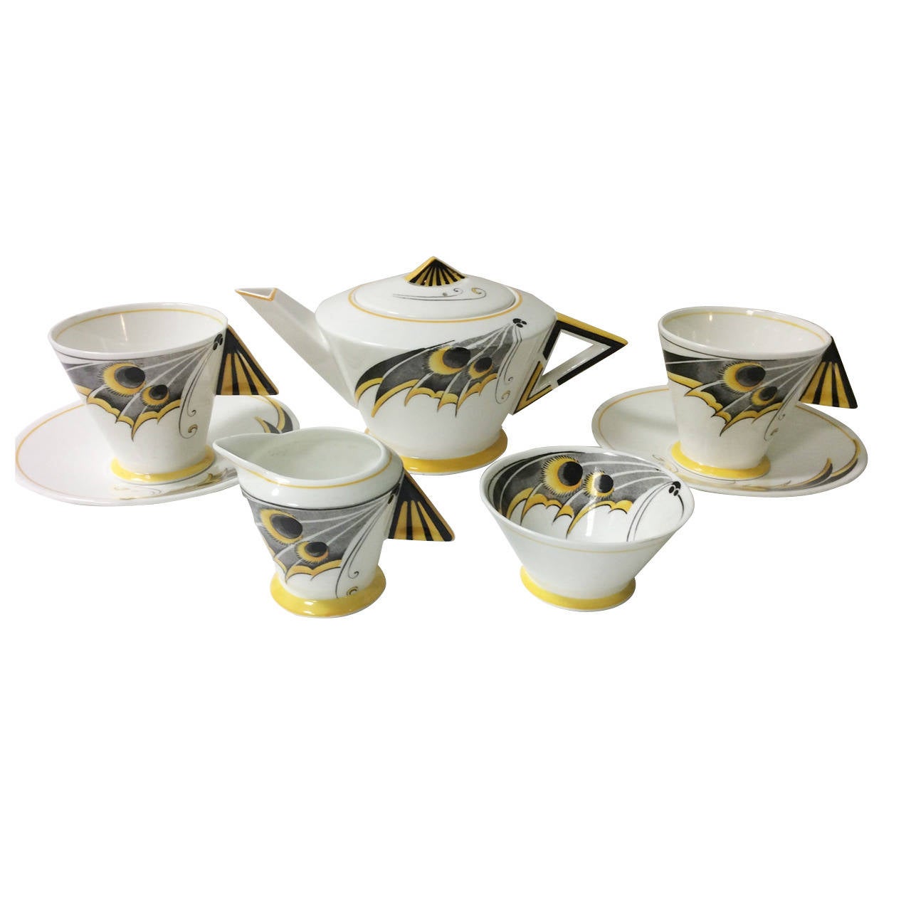 Shelley Art Deco Tea For Two Set at 1stDibs | shelley art deco coffee ...