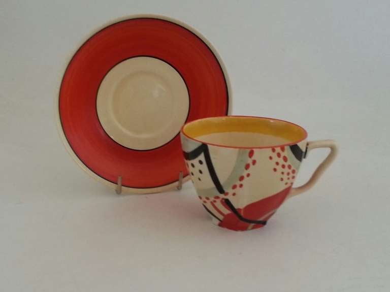 Rare Clarice Cliff Carpet Pattern Cup And Saucer at 1stDibs