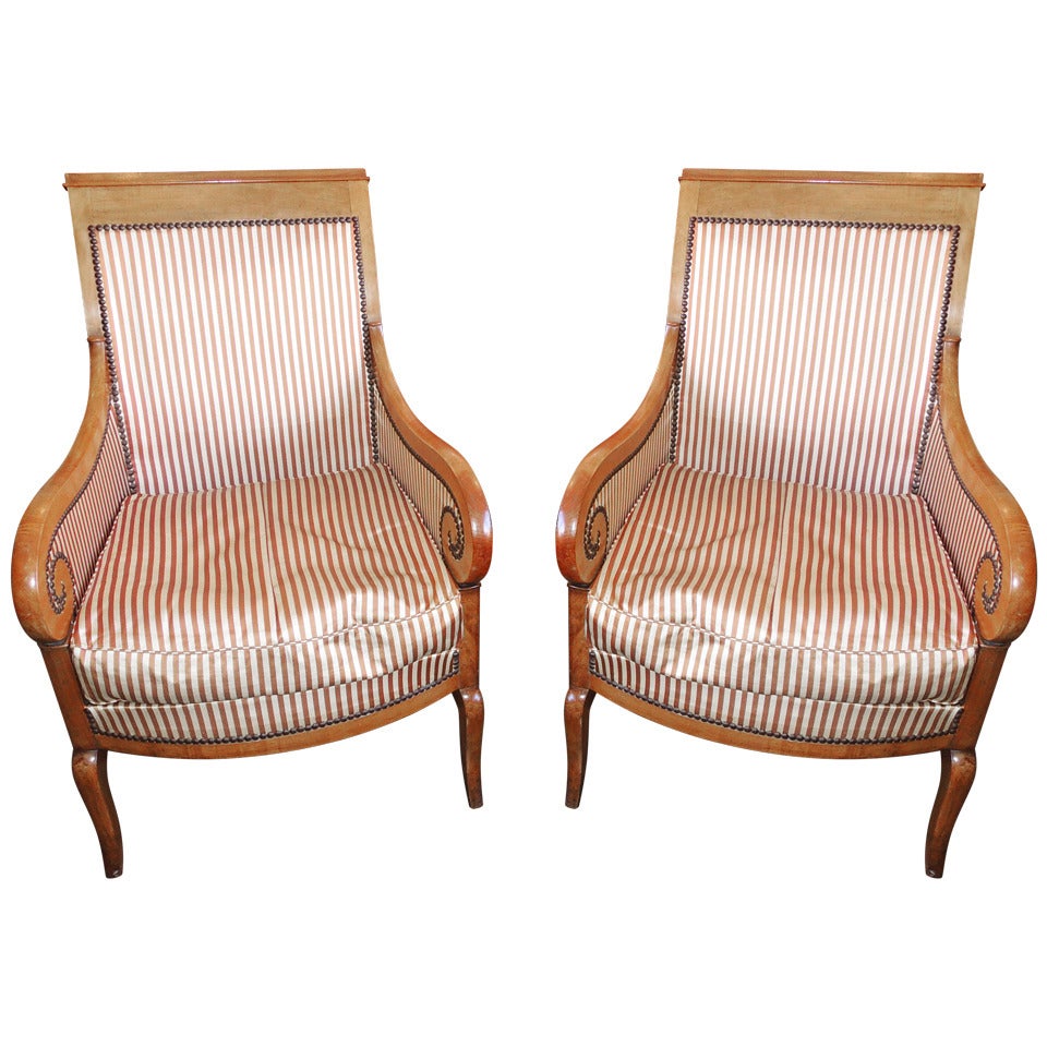 Classical Mahogany Armchair, French Restoration Taste, Boston at 1stDibs