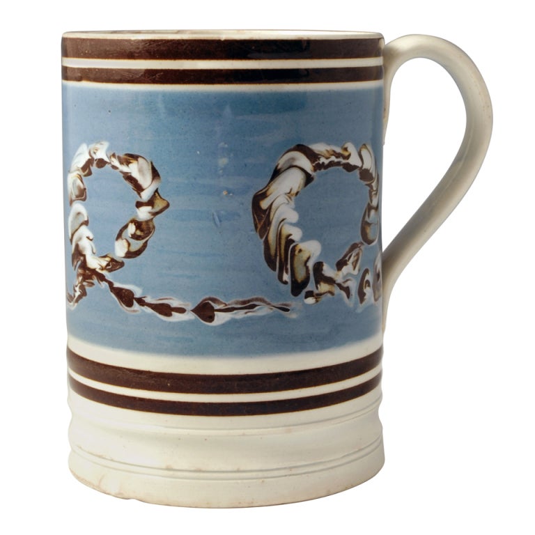 Mochaware Pottery Tankard Earth-worm Pattern at 1stDibs