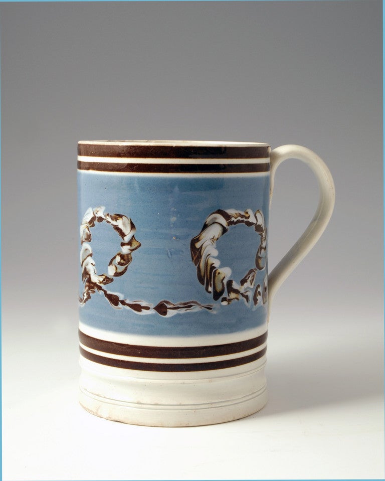 Mochaware Pottery Tankard Earth-worm Pattern at 1stDibs