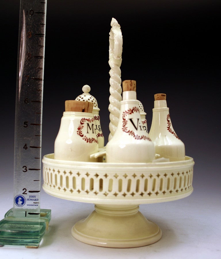 English Creamware Pottery Cruet Set 18th Century For Sale at 1stDibs