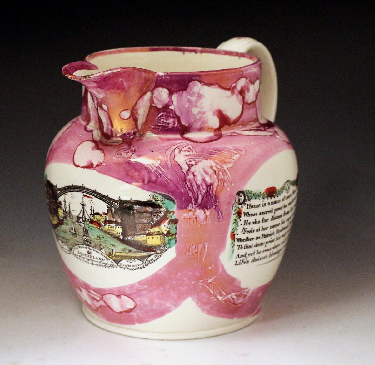 Sunderland Pottery Pink Splash Luster Pitcher. C1835 For Sale at 1stDibs