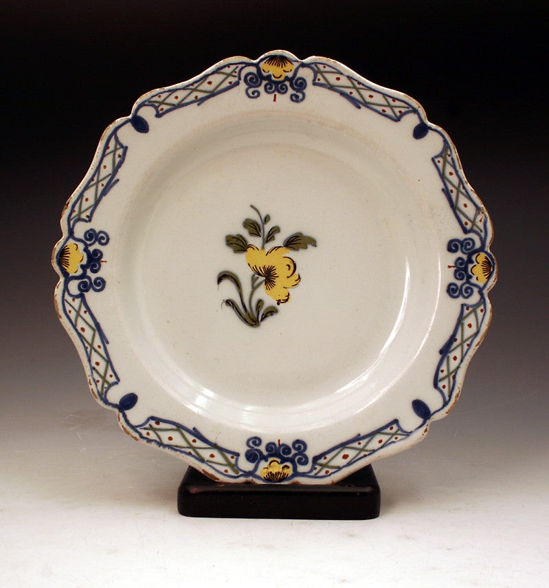 Delft plate English or Irish decorated in polychrome colours. at 1stDibs