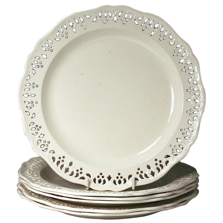 Six Wedgwood Antique Creamware Pottery Plates at 1stDibs