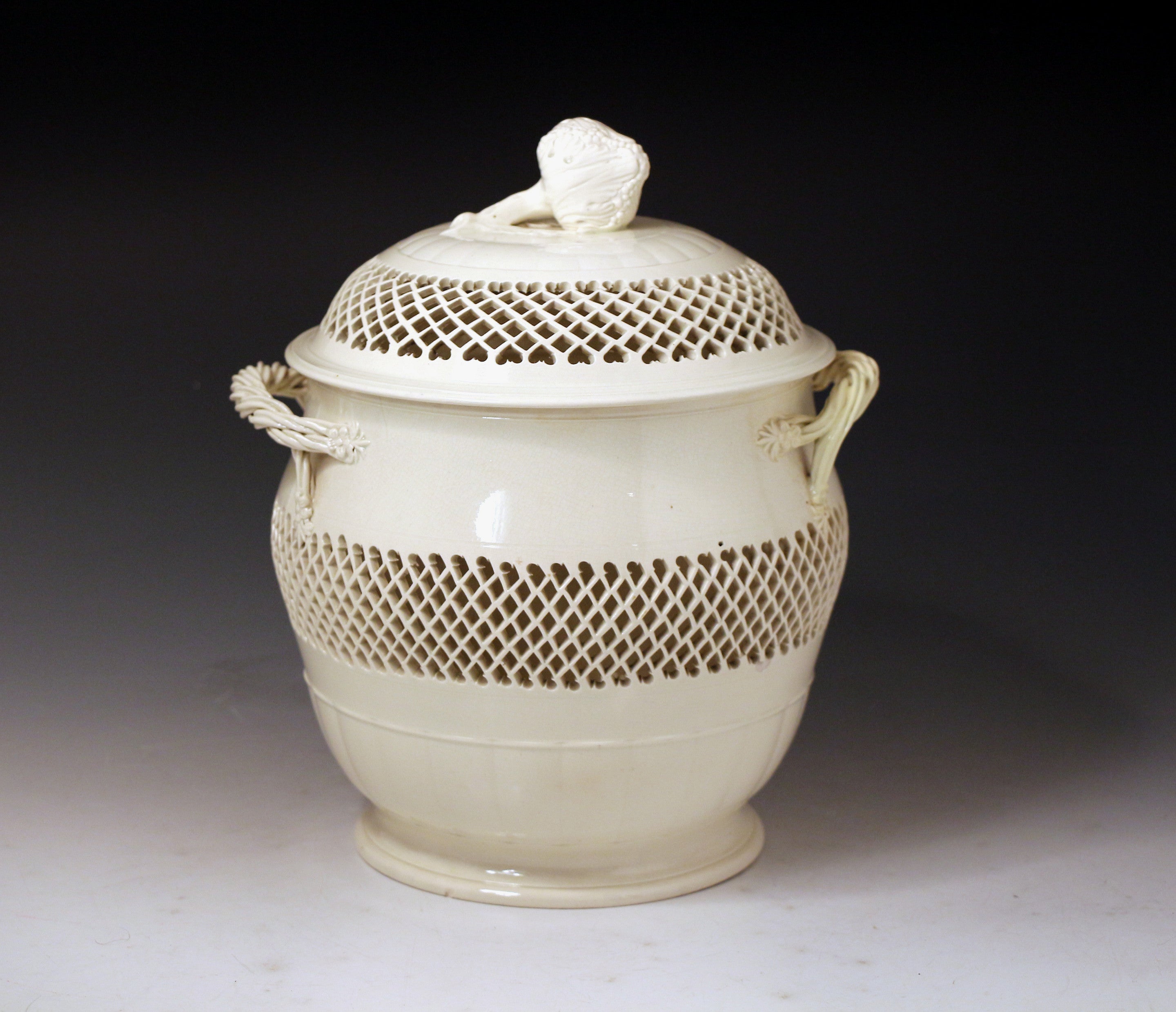 English creamware pottery lidded jar and cover Probably Leeds Pottery ...