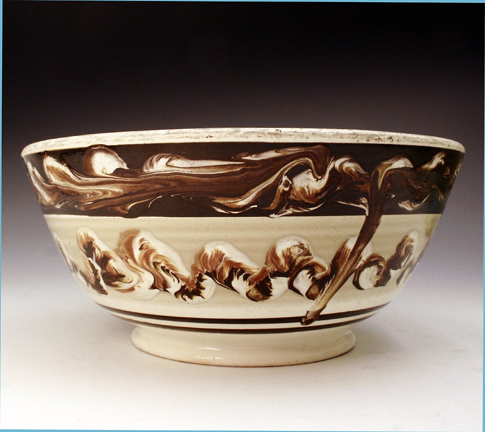 Early Pottery Mochaware Bowl With Earthworm Pattern at 1stDibs