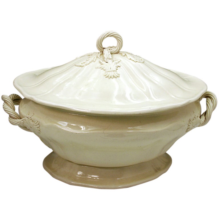 English Early Plain Creamware Pottery Tureen And Cover at 1stDibs