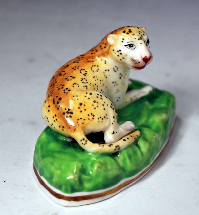 Antique English porcelain figure of a leopard Alcock and Co ...