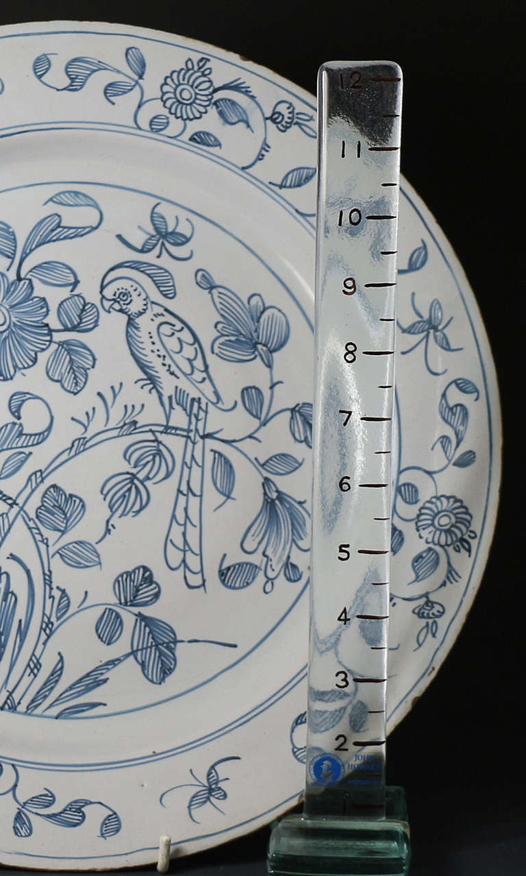 18th Century English Delftware Charger with Foliage and Birds, Antique ...