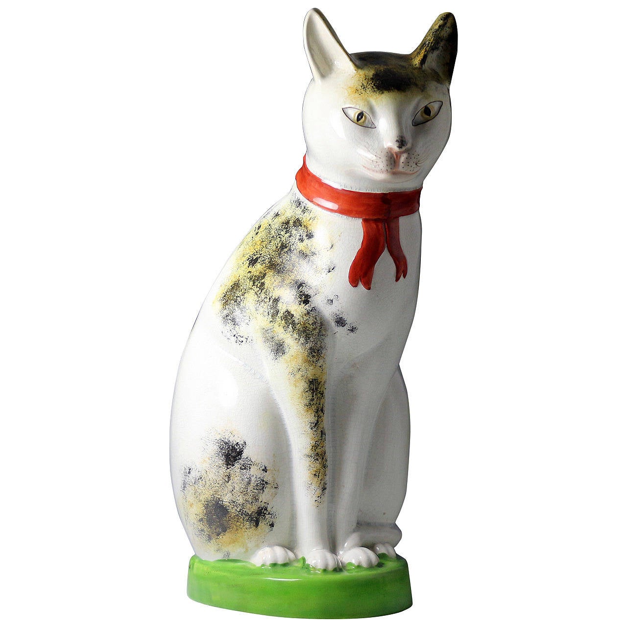 Staffordshire Pottery Figure of a Seated Cat with a Knowing Smile at ...