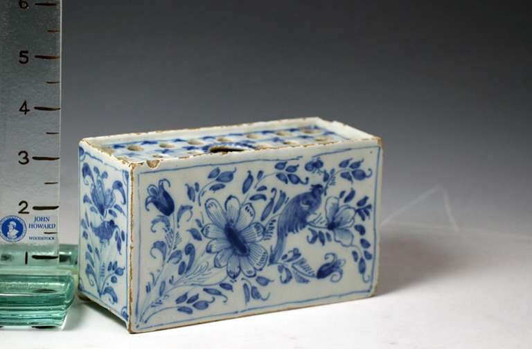 Antique English earthenware pottery delftware flower brick circa 1720 ...