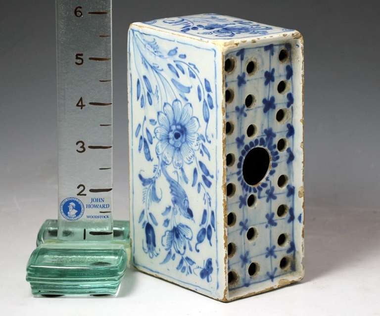 Antique English earthenware pottery delftware flower brick circa 1720 ...