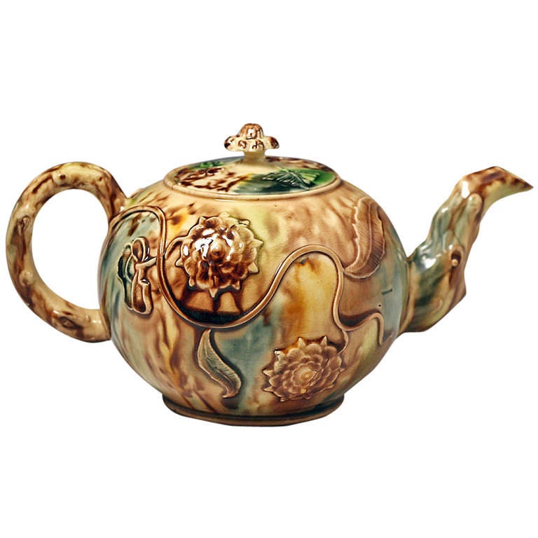 Staffordshire Cream-colored earthenware teapot and cover,Whieldon type ...